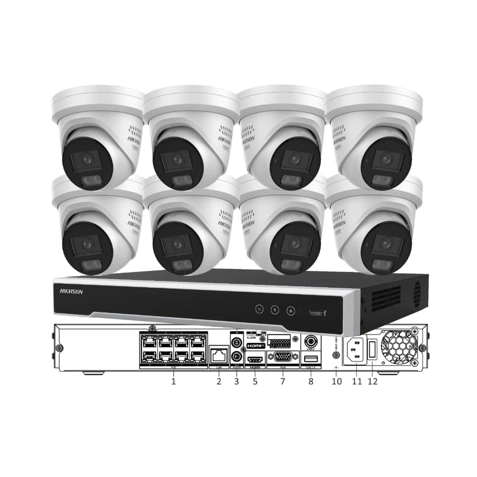 Hikvision 8 x 8MP ColorVu 3.0 Turret & 8CH 8K NVR Kit | CCTV Guru