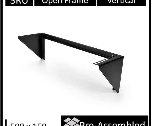 LDR Open Frame 3U Vertical Wall Mount Frame (500mm x 150mm) - Black Me ...