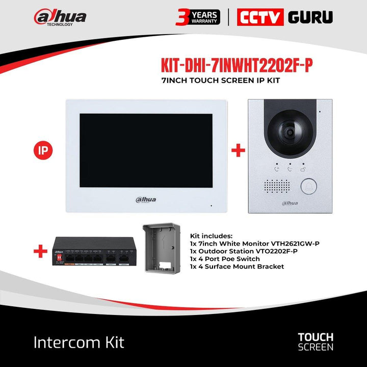 Dahua Intercom Kit White 7-inch Touch Screen Monitor, Outdoor Station ...