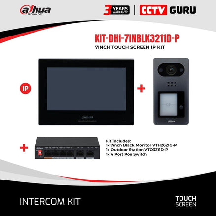 Dahua Intercom Kit Black 7-inch Touch Screen Monitor, Outdoor Station ...